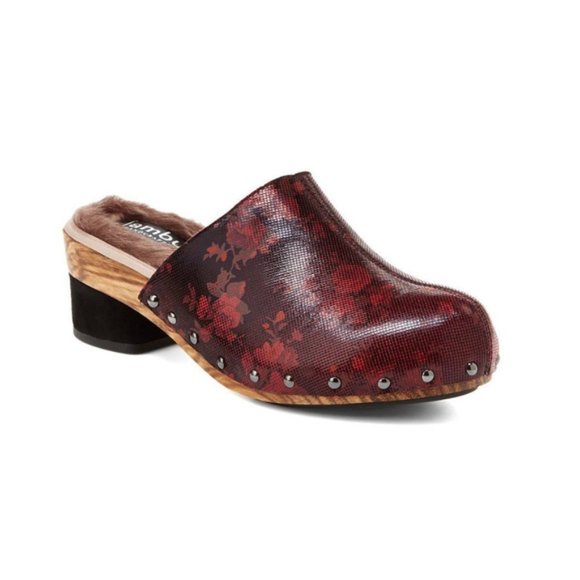 Jambu | Shoes | Nwob Jambu Monaco Red Floral Faux Fur Lined Wood Clogs ...